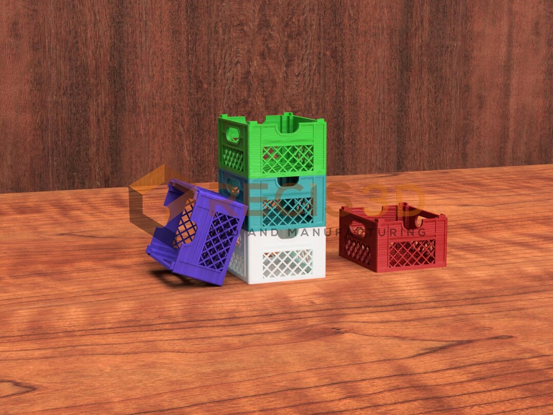 Mini Crate | Mini Container Stackable Setx4 | Digital Files for 3D ...