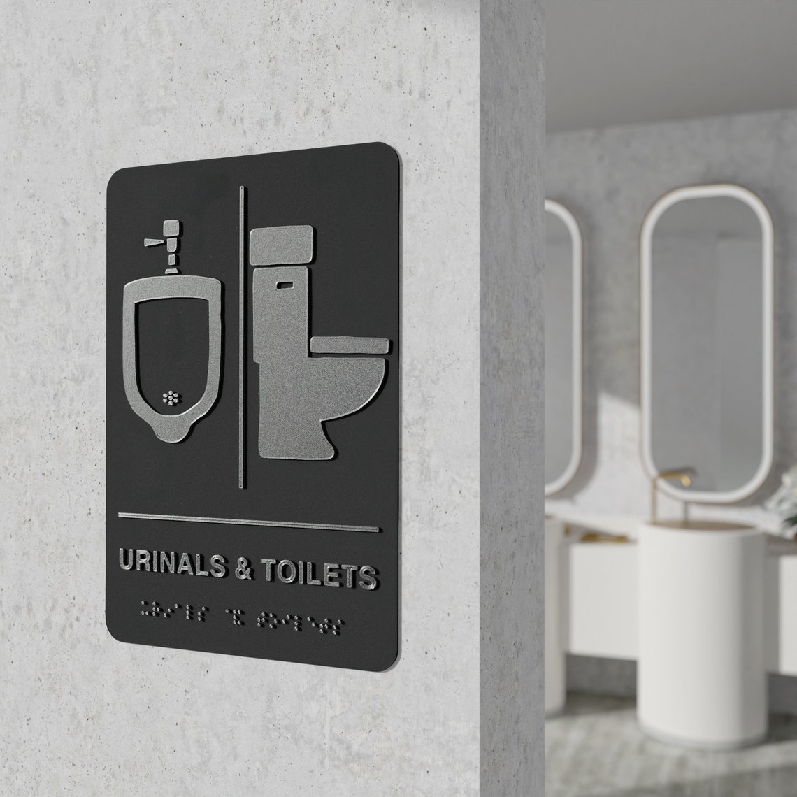 Urinals & Toilets Sign With Braille | Restroom Sign | - Etsy UK