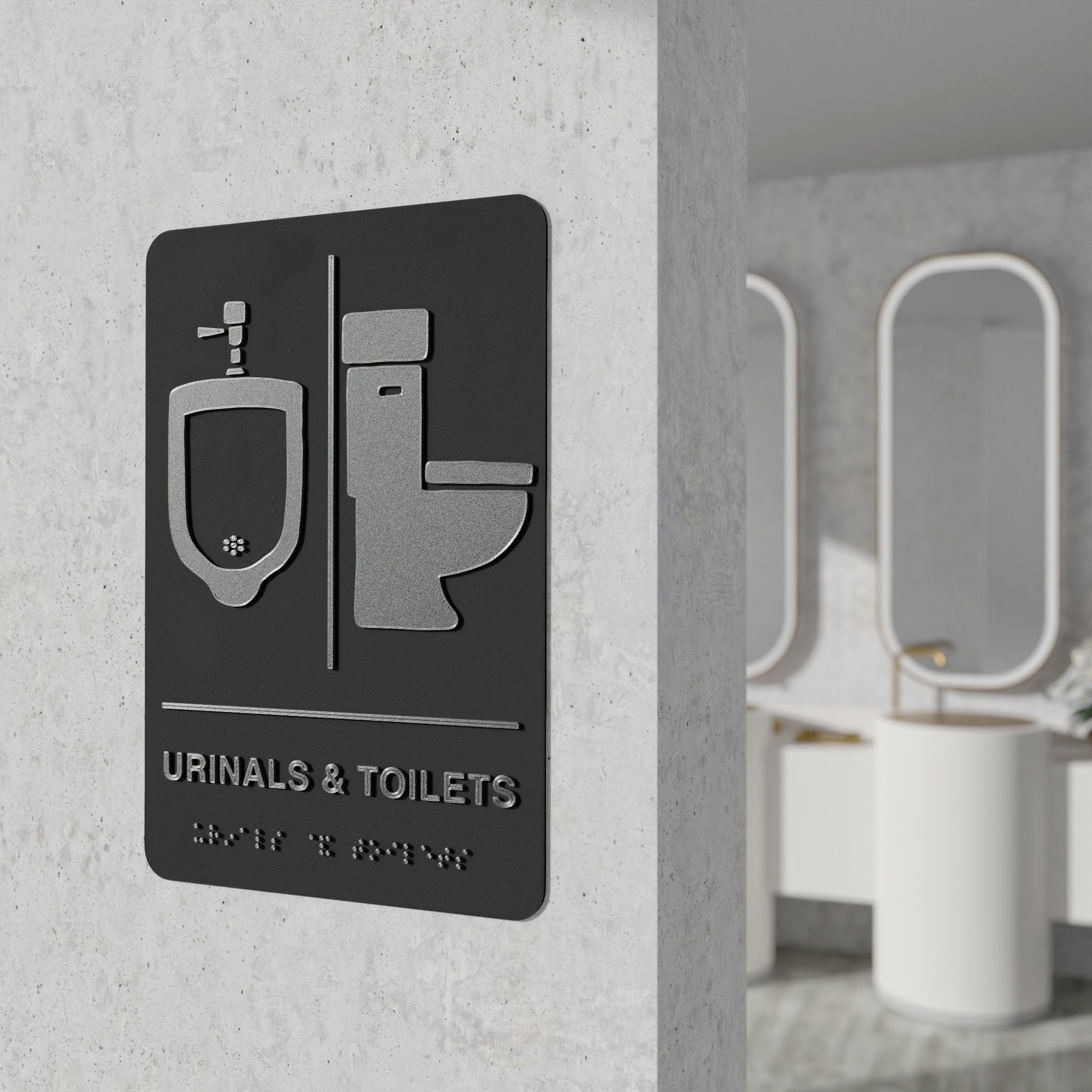 Urinals & Toilets Sign With Braille Restroom Sign - Etsy UK