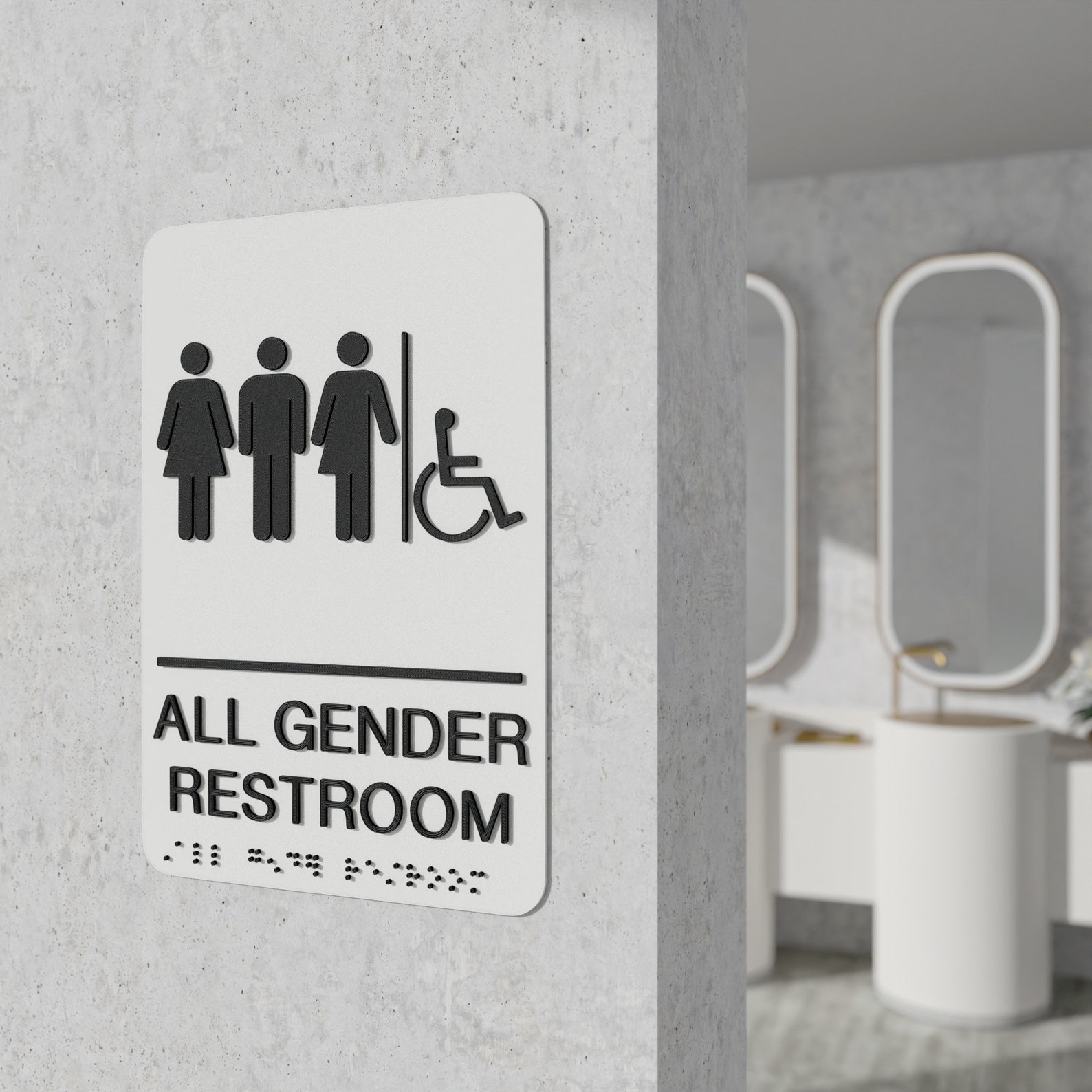 Simple All Gender Restroom Sign All Gender Inclusive Restroom Sign ...