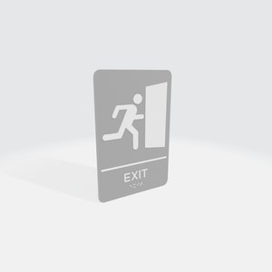 Emergency Exit Sign With Braille | Office Safety | Organizational ...