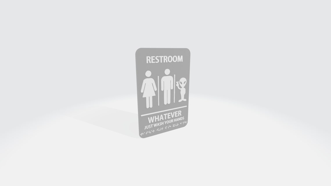 Alien Gender Neutral Washroom Sign Funny / Humorous Restroom Sign All ...