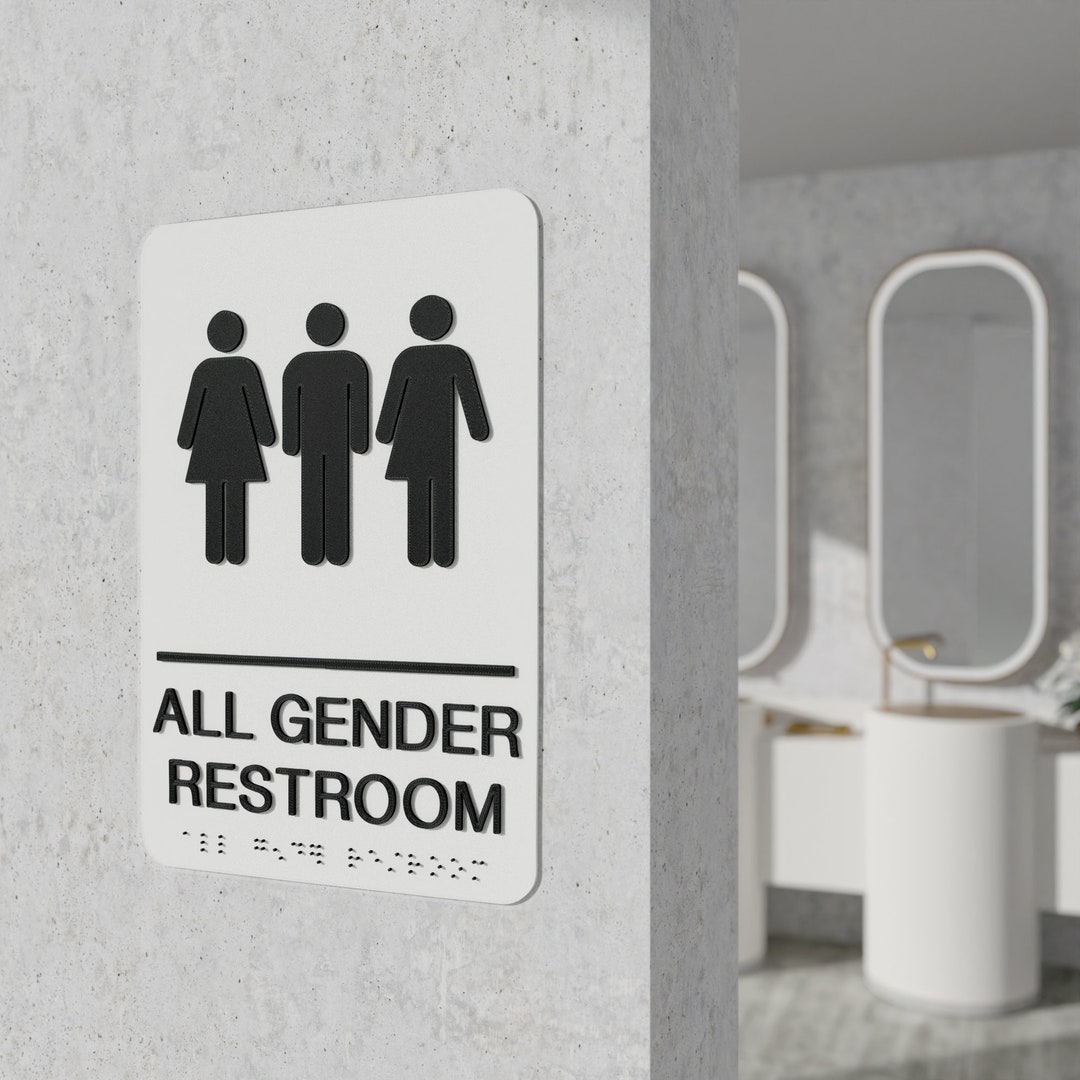 Simple All Gender Bathroom Sign All Gender Inclusive Restroom Sign All ...
