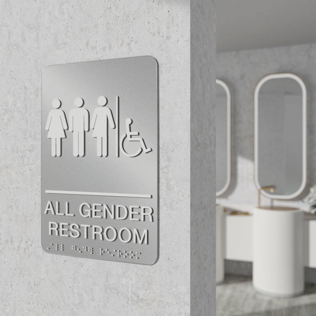 Simple All Gender Restroom Sign All Gender Inclusive Restroom Sign ...