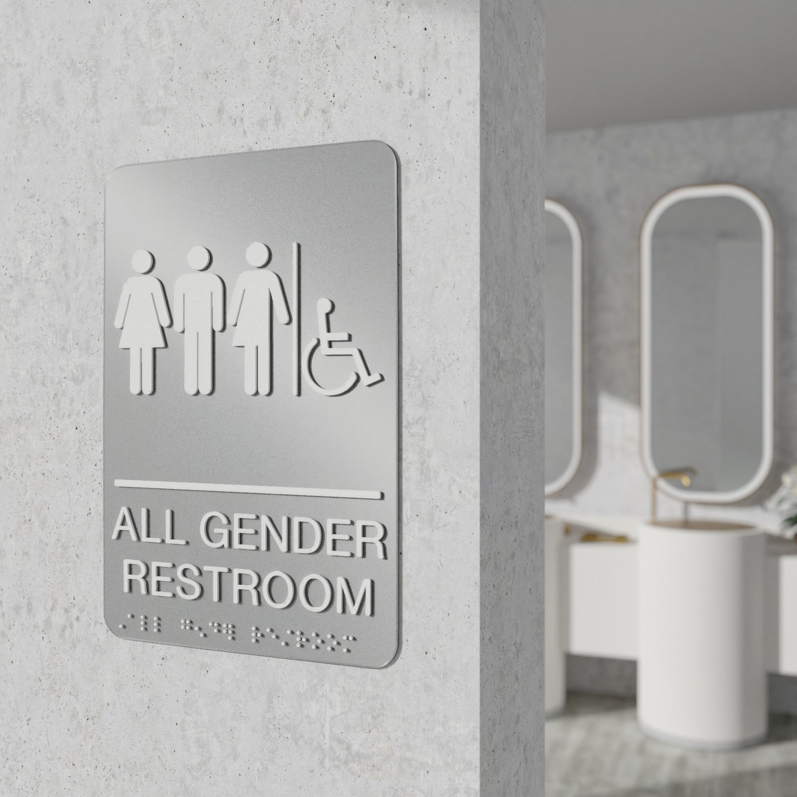 Simple All Gender Restroom Sign | All Gender Inclusive Restroom Sign ...
