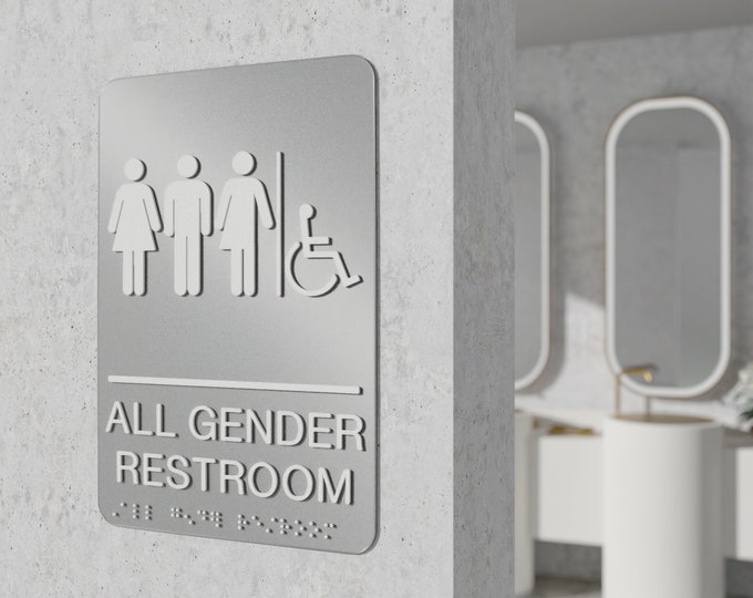 Simple All Gender Restroom Sign All Gender Inclusive Restroom Sign ...