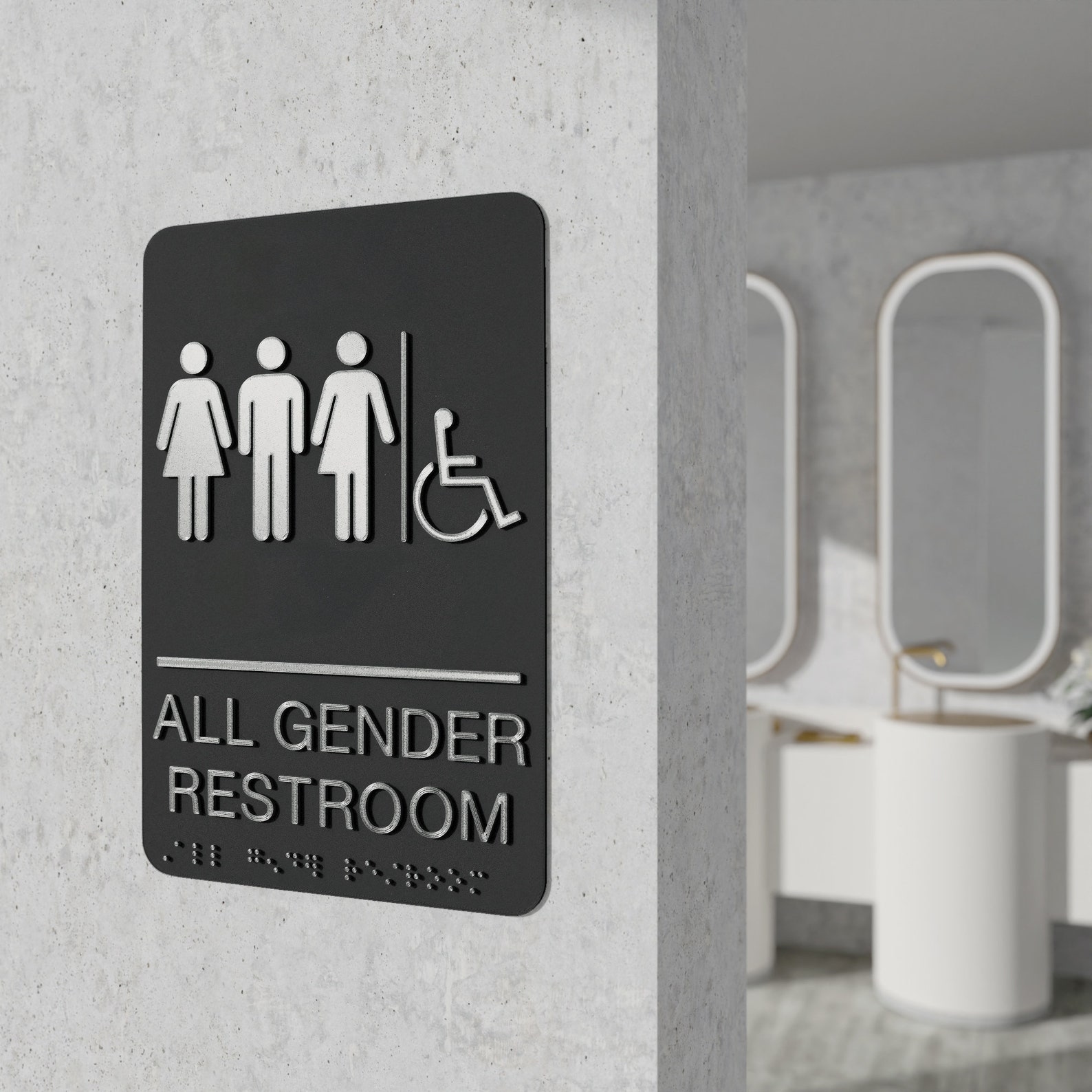 Simple All Gender Restroom Sign All Gender Inclusive Restroom Sign ...