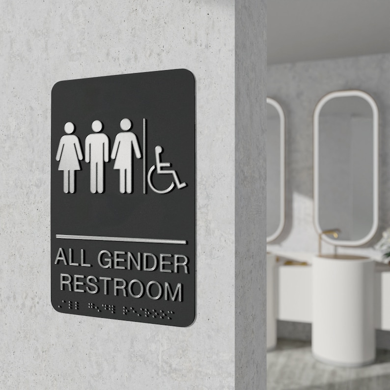 Simple All Gender Restroom Sign All Gender Inclusive Restroom Sign ...