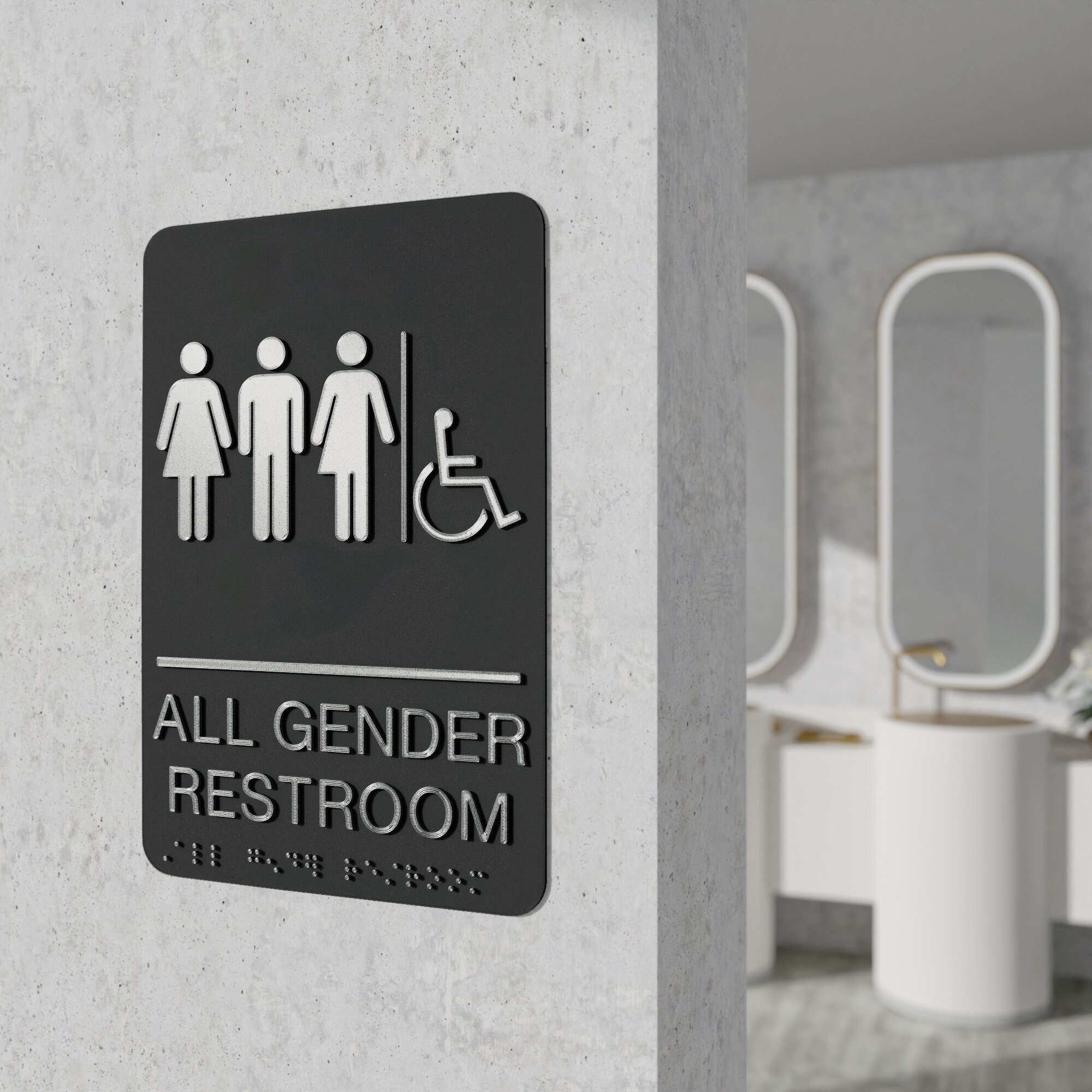 Simple All Gender Restroom Sign | All Gender Inclusive Restroom Sign ...