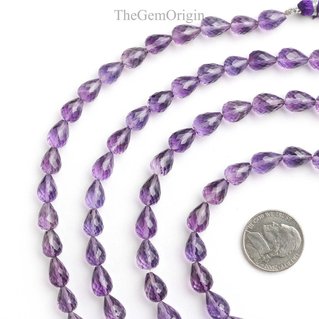 African Amethyst Faceted Drops Shape Beads Natural Amethyst - Etsy