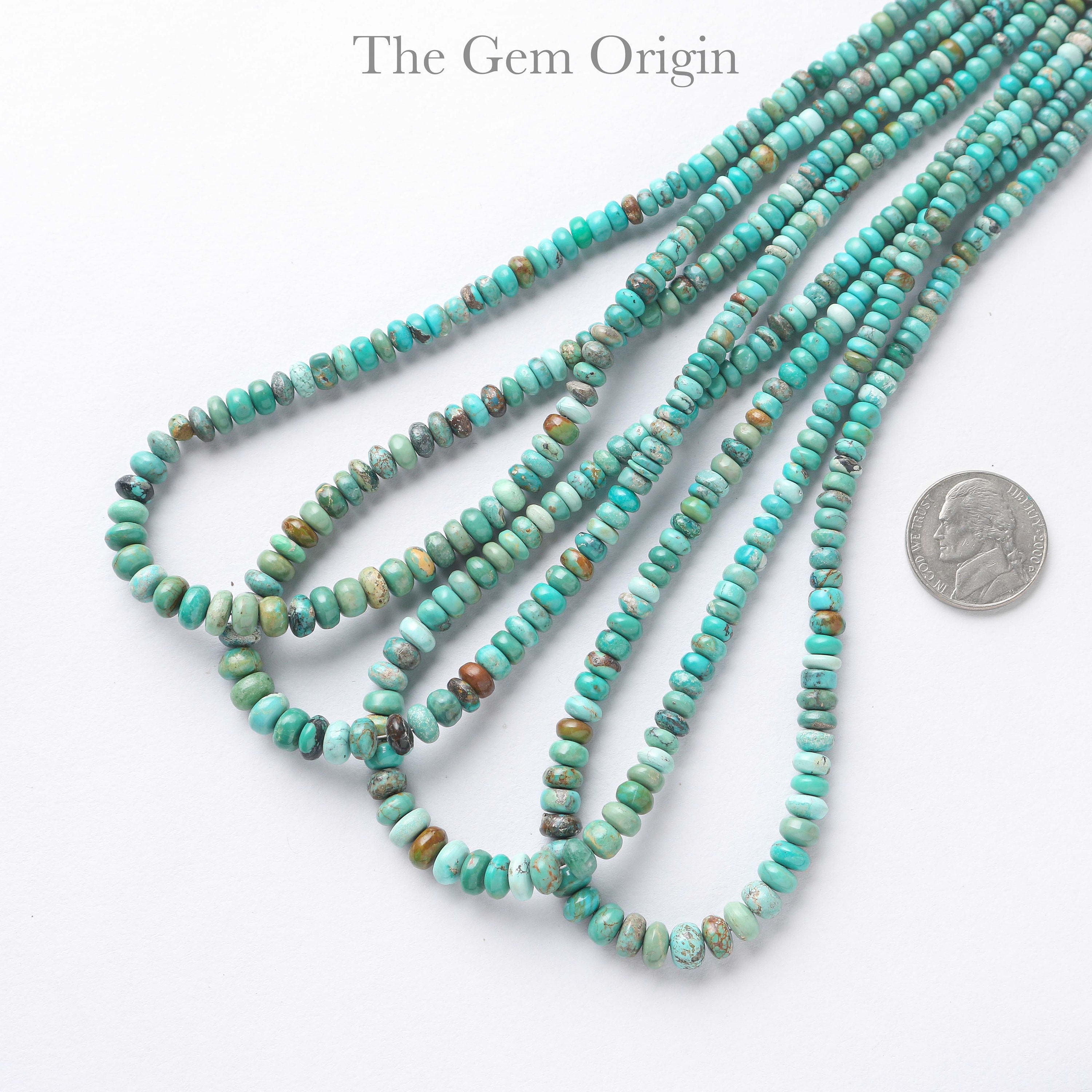 Natural Turquoise Smooth Rondelle Beads | 3-7 Mm Turquoise Gemstone ...