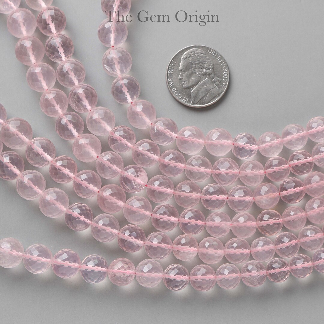 Natural Rose Quartz Faceted Round Beads | 6-11mm Faceted Rose Quartz ...