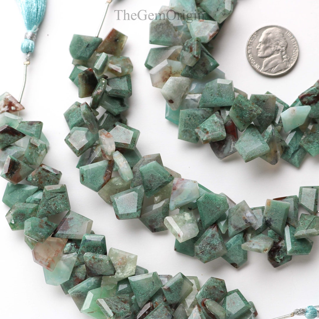 Aquaplase Faceted Geometrical Crown Cut Slice Beads, Natural Aquaplase ...