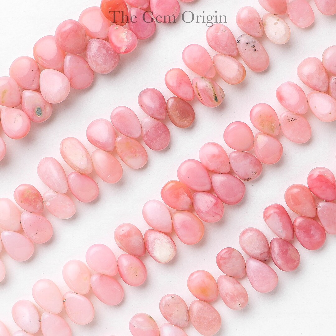 Natural Pink Opal Smooth Pear Shape Briolette Beads | Peruvian Pink ...