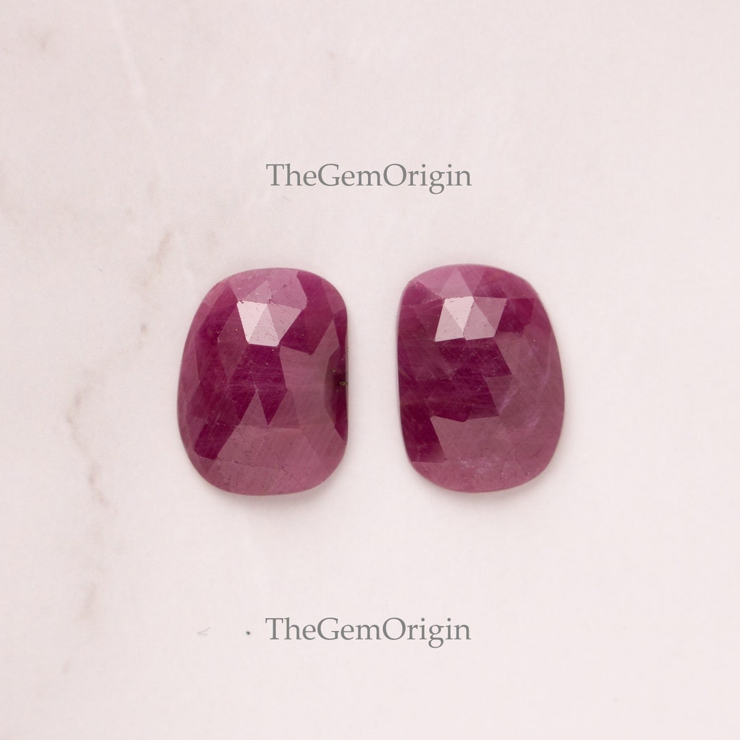Natural Ruby Rose Cut Slice Pair | Ruby Gemstone Rose Cut Pair | 16.55 ...