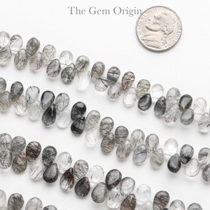 Black Rutile Quartz Smooth Pear Shape Beads Natural Black - Etsy