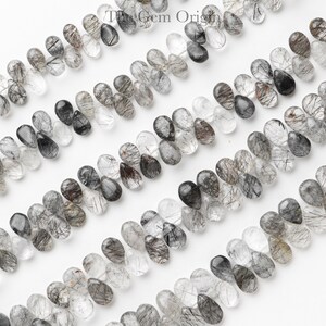 Black Rutile Quartz Smooth Pear Shape Beads Natural Black - Etsy