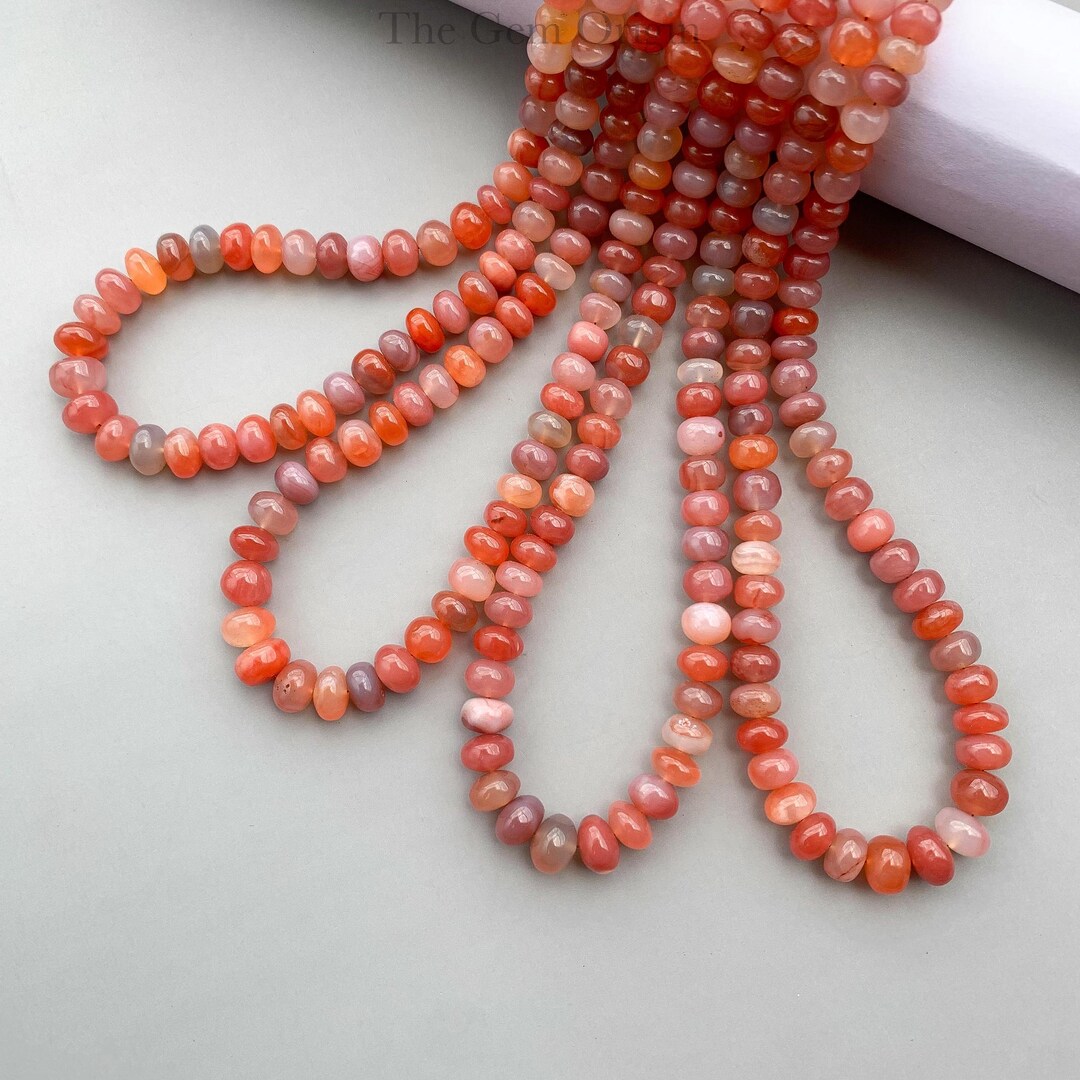 Natural Salt Source Agate Smooth Rondelle Beads, 6-10mm Pink Agate ...