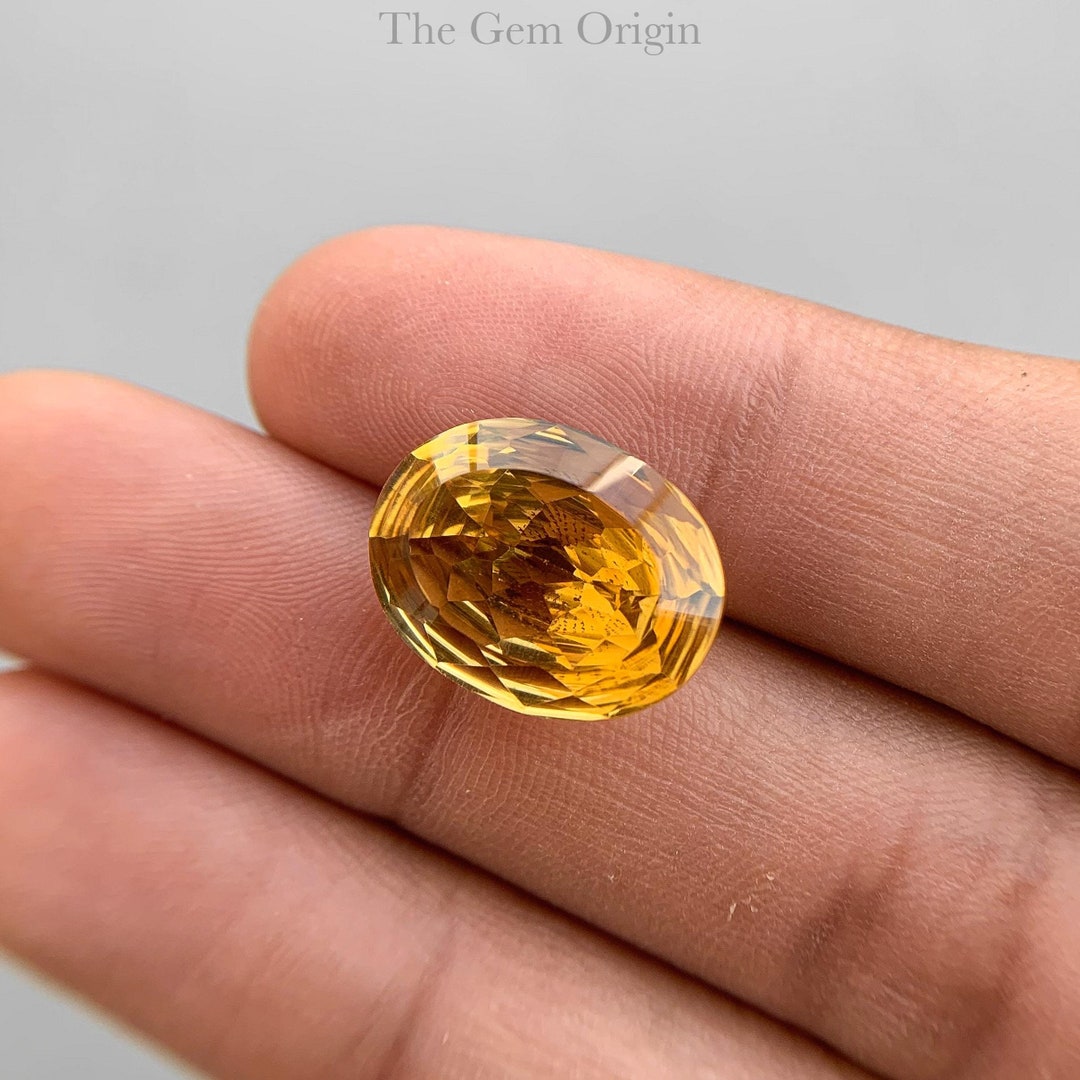 Natural Honey Citrine Fancy Oval Shape Concave Cut Stone, Oval Faceted ...