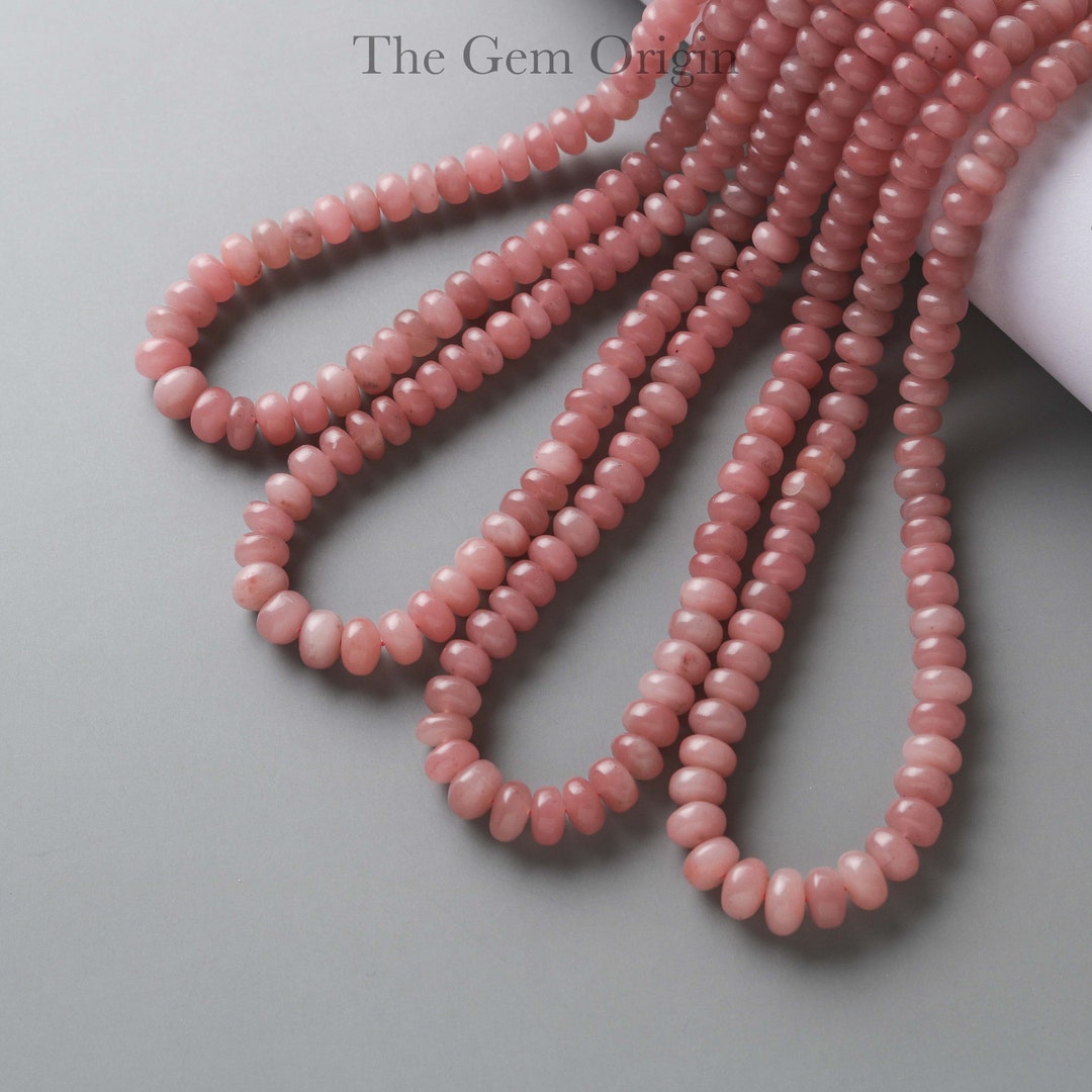Guava Quartz Gemstone Smooth Rondelle Beads 16inch Guava - Etsy