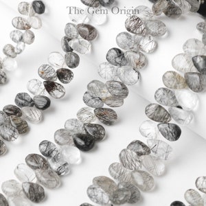 Black Rutile Quartz Smooth Pear Shape Beads Natural Black - Etsy