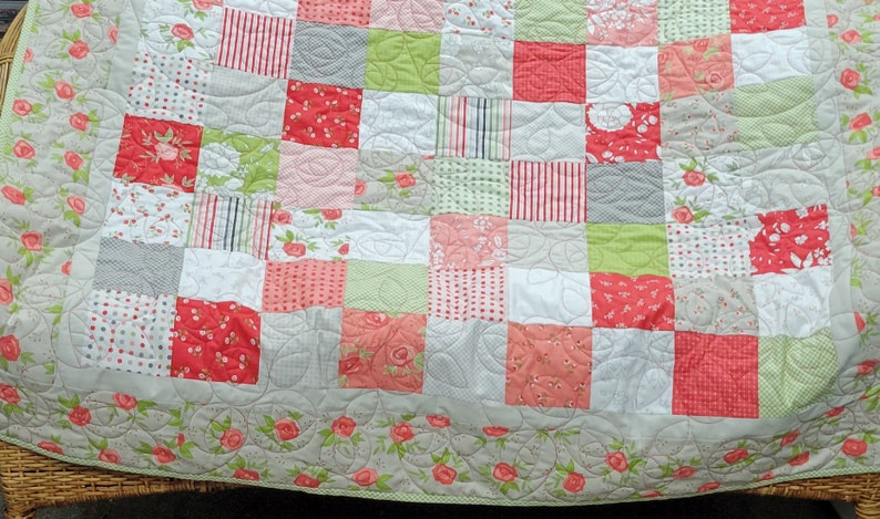 Spring Flowers Print Quilt, Summer Patchwork Quilt, Floral Quilted ...