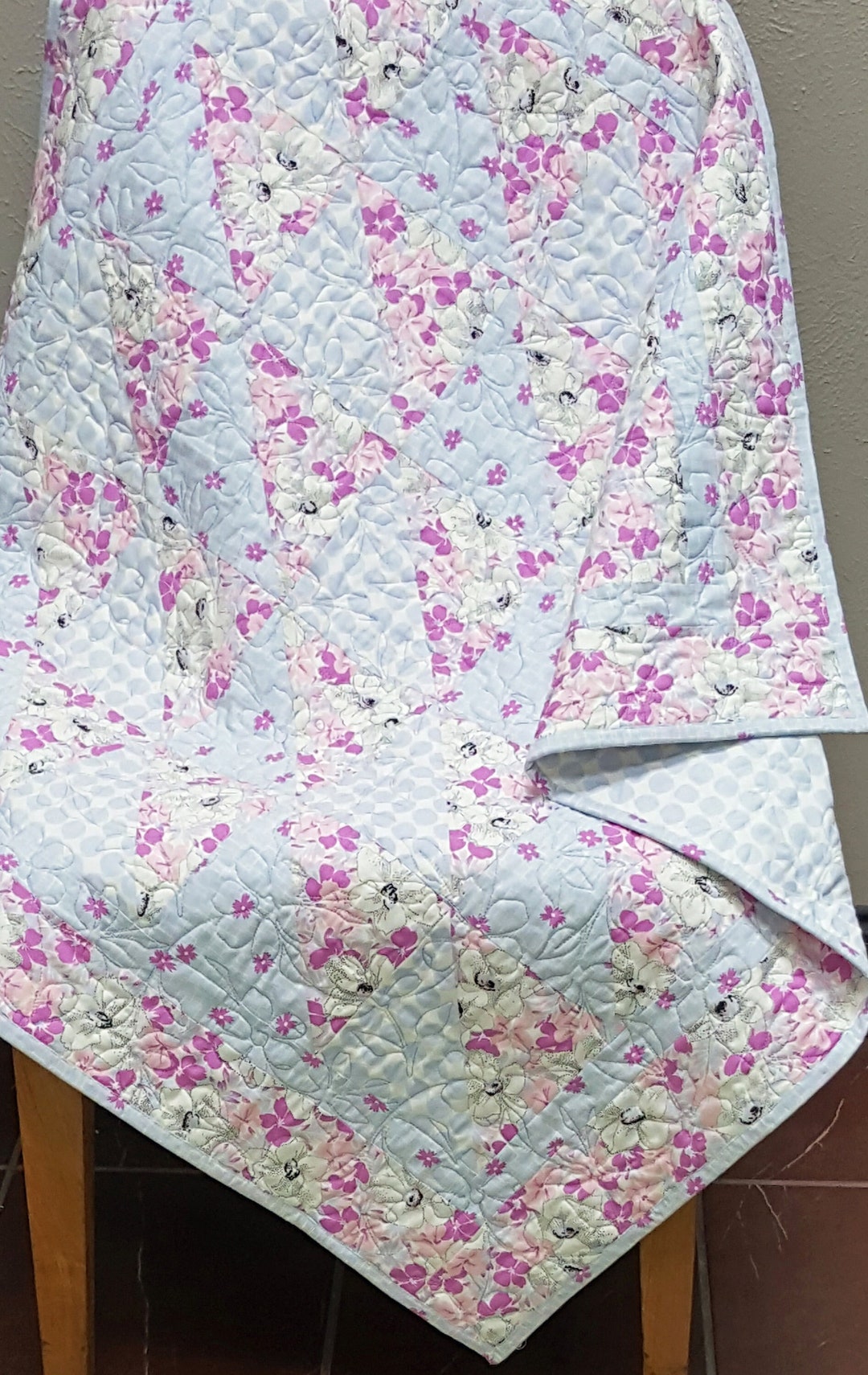 Cottagecore Decor Baby Quilt, Handmade Nursery Quilt, Floral Patchwork ...