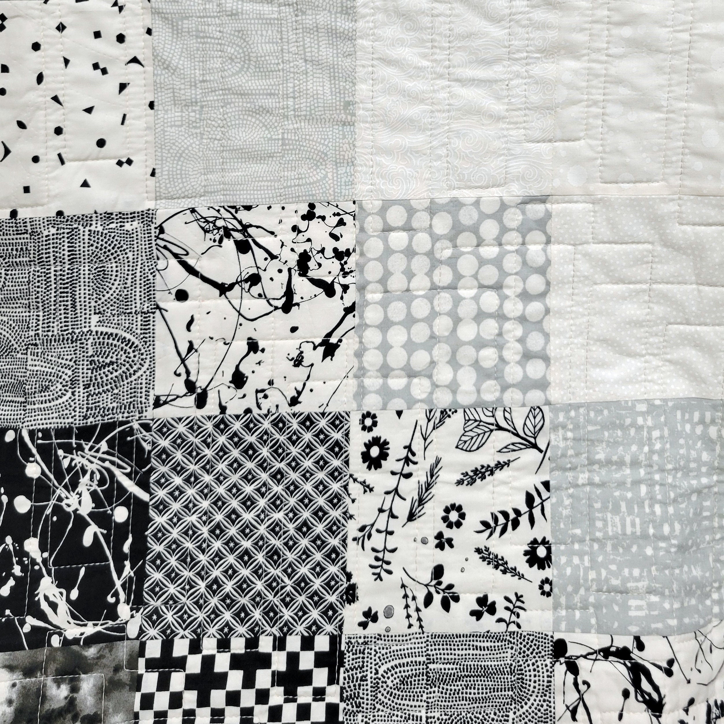 Handmade Black and White Patchwork Quilt, Modern Throw Blanket (48x56 ...
