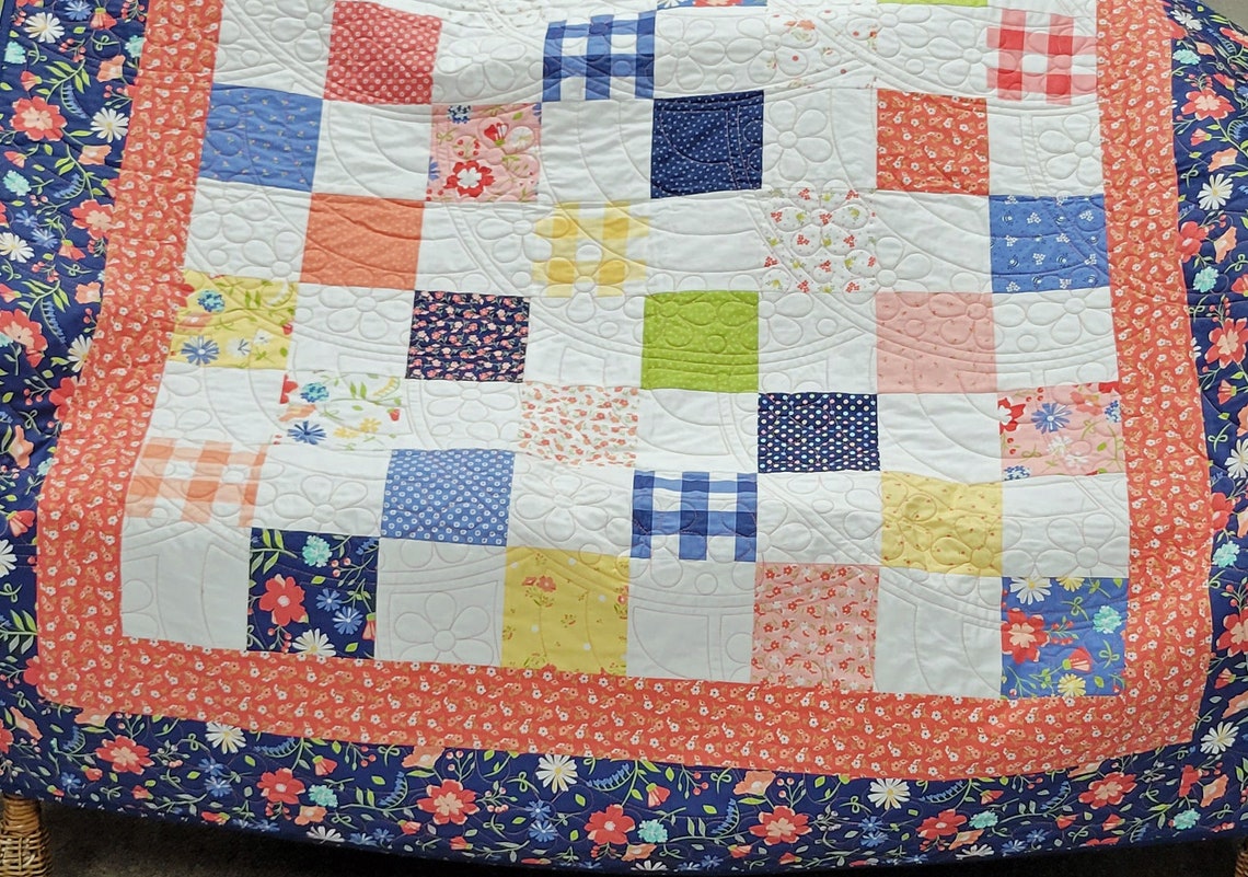 Summer Quilt, Handmade Throw Quilt, Spring Patchwork Quilt, Quilted ...