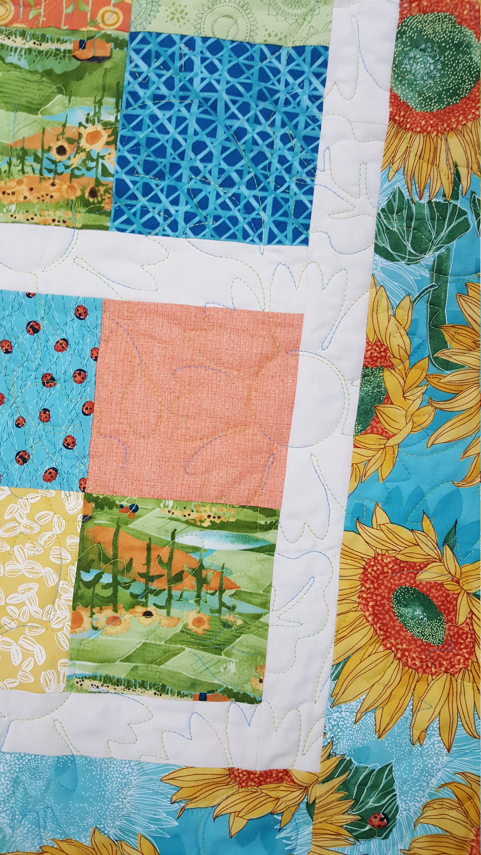 Sunflower Print Quilt Summer Patchwork Quilt Floral Quilted - Etsy
