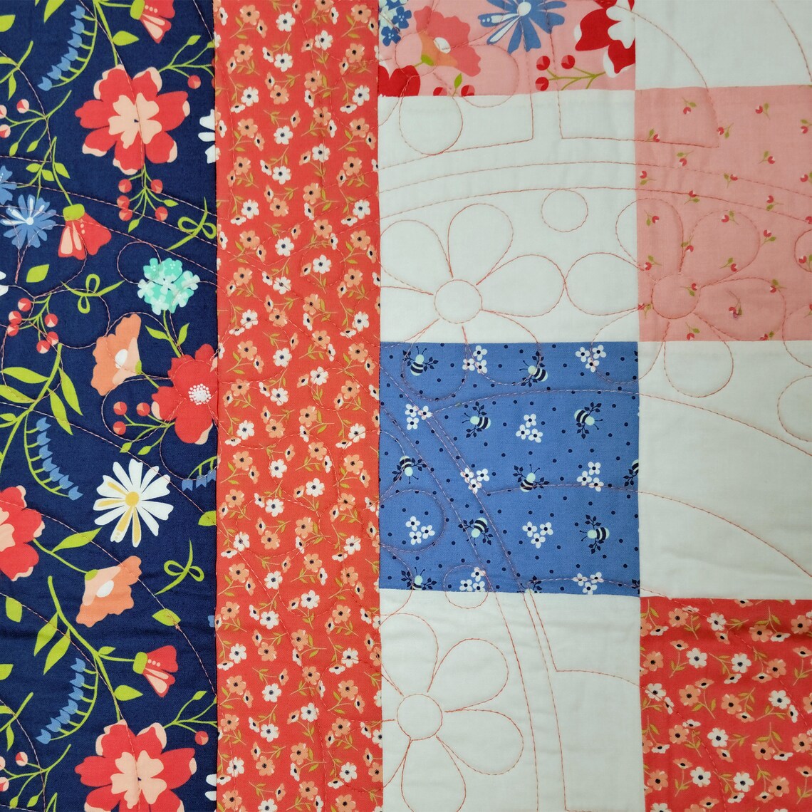 Summer Quilt, Handmade Throw Quilt, Spring Patchwork Quilt, Quilted ...