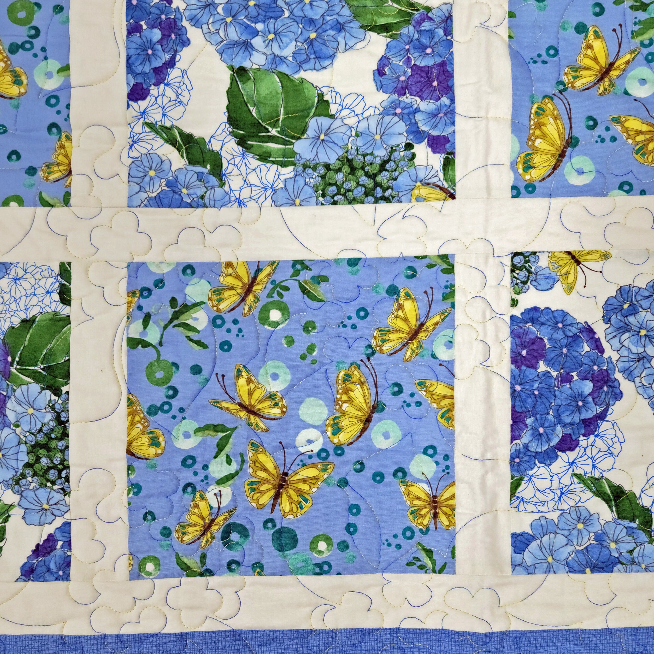 Hydrangea Print Quilt, Summer Patchwork Quilt, Floral Quilted Throw ...