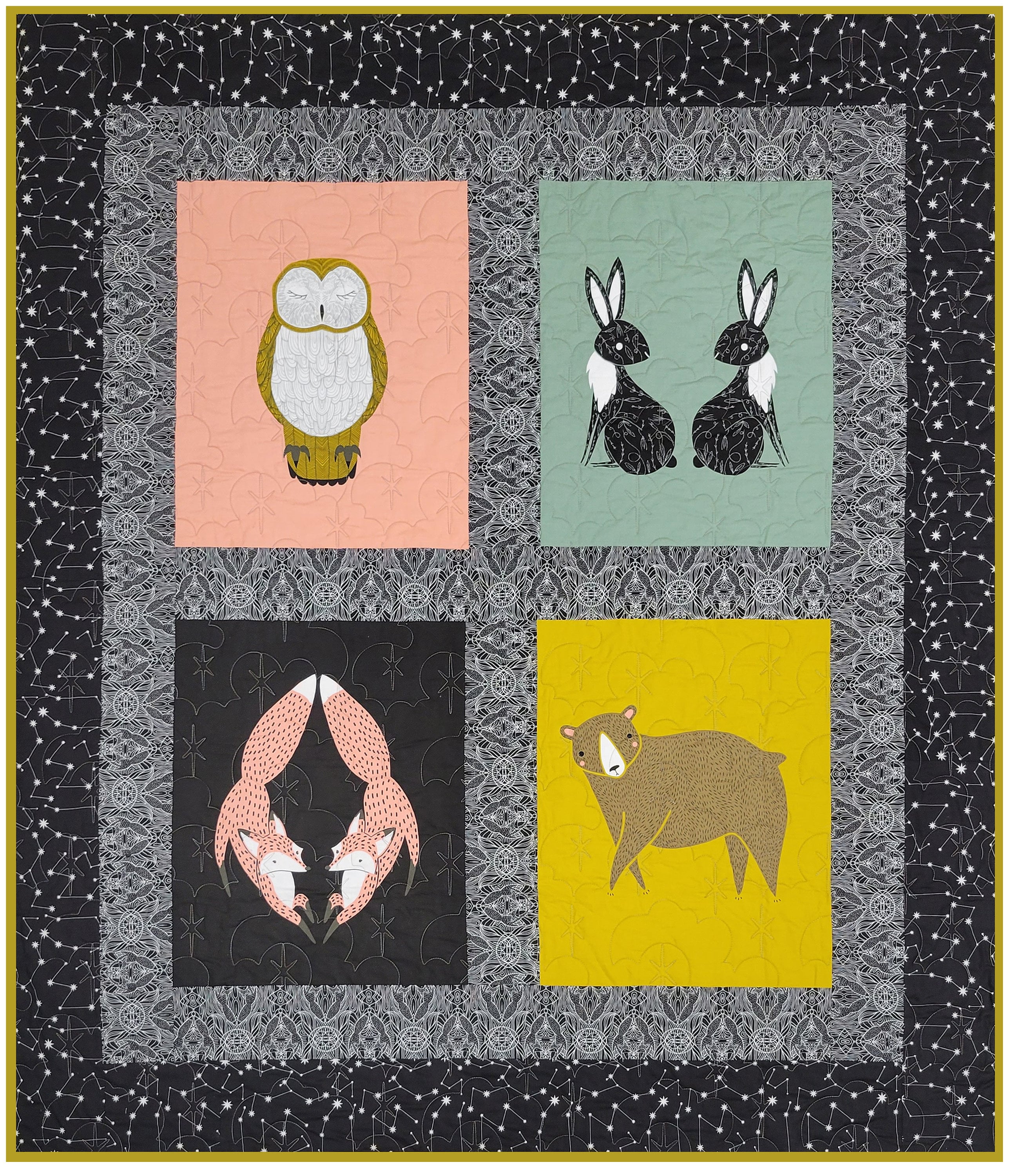Gingiber Artwork Print Quilt, Handmade Throw Quilt, Modern Throw Quilt ...