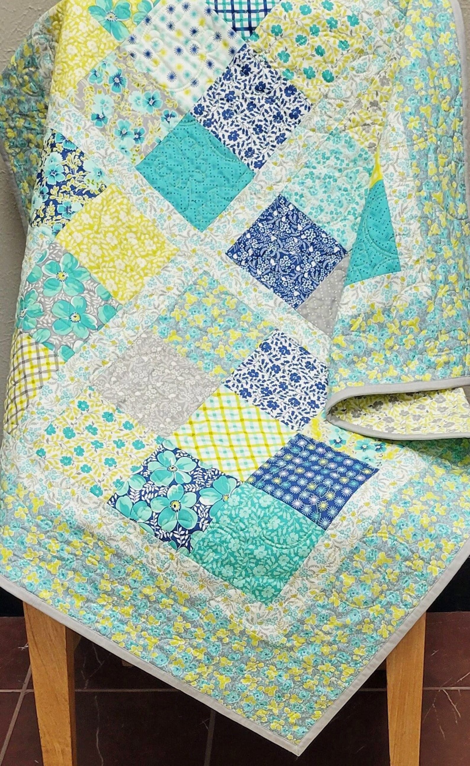 Floral Print Baby Blanket, Baby Girl Quilt, Flowers for Freya Fabrics ...