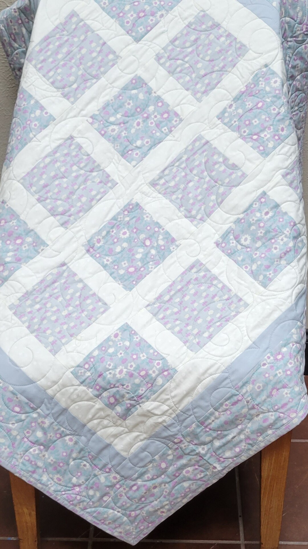Handmade Nursery Quilt, Patchwork Quilt, Modern Floral Print Baby ...