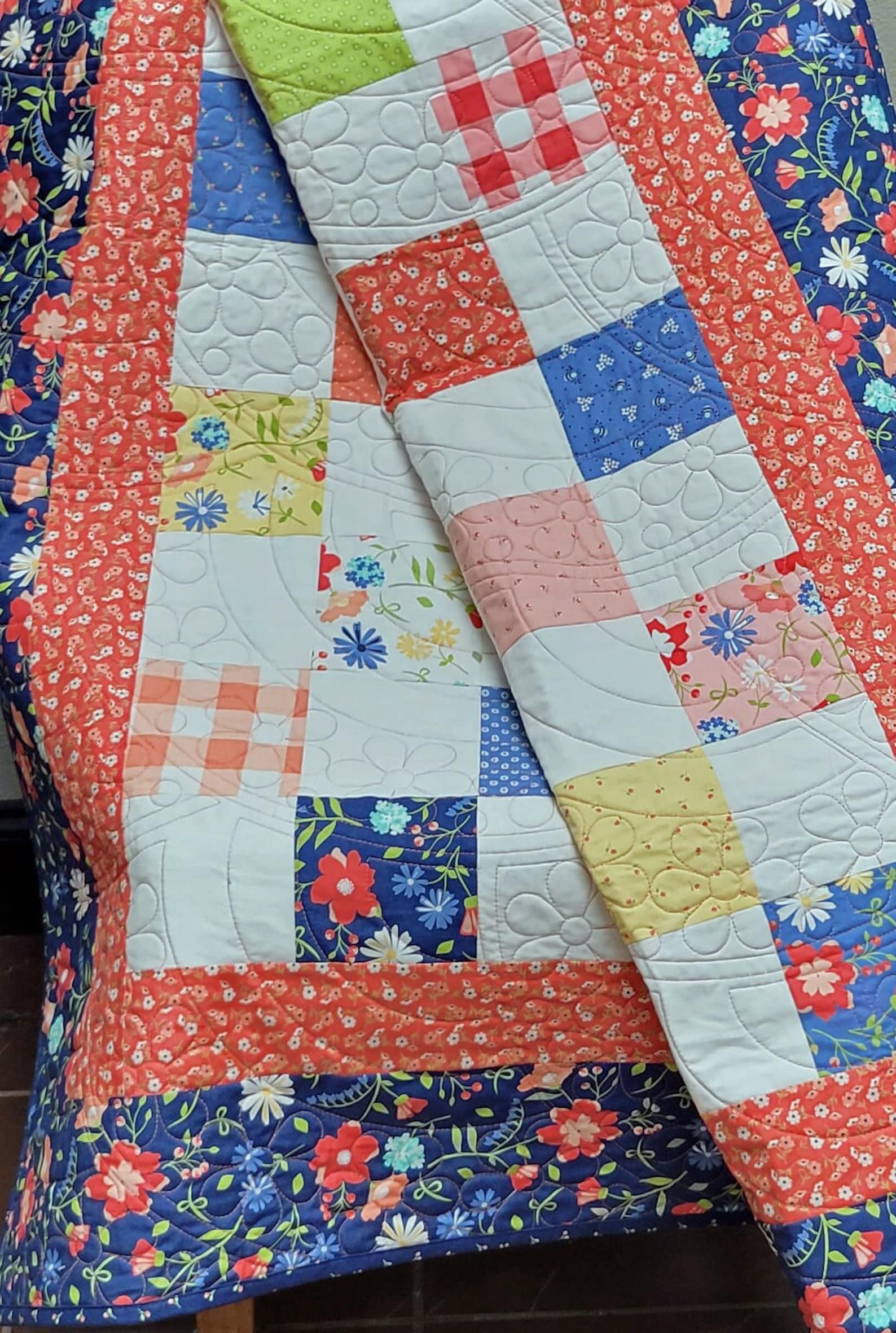 Summer Quilt, Handmade Throw Quilt, Spring Patchwork Quilt, Quilted ...
