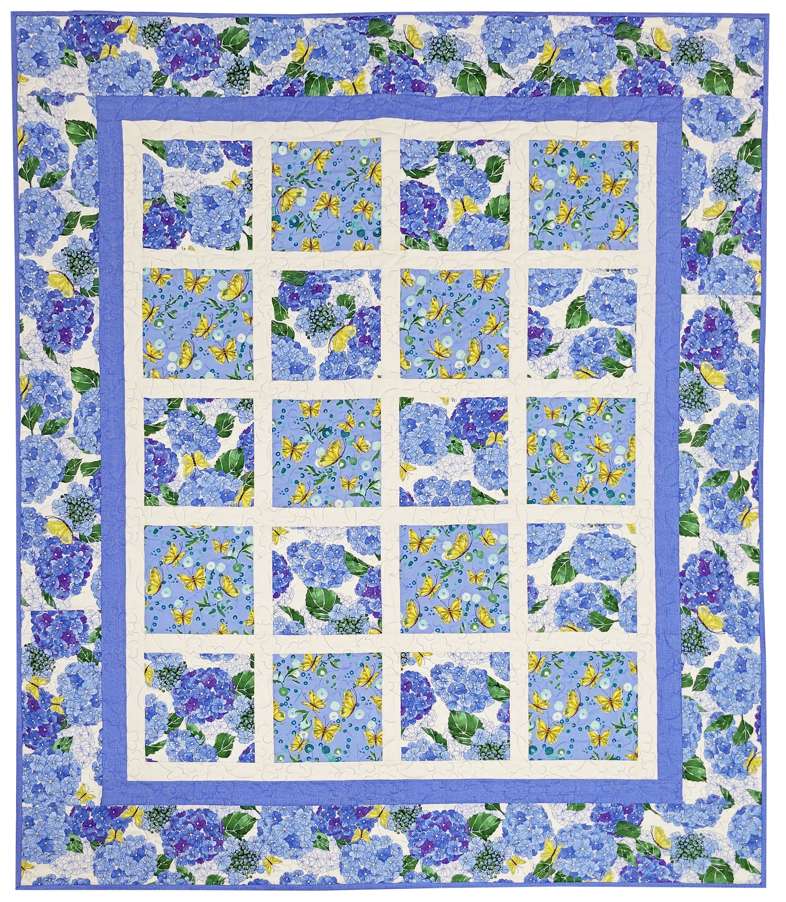 Hydrangea Print Quilt, Summer Patchwork Quilt, Floral Quilted Throw ...
