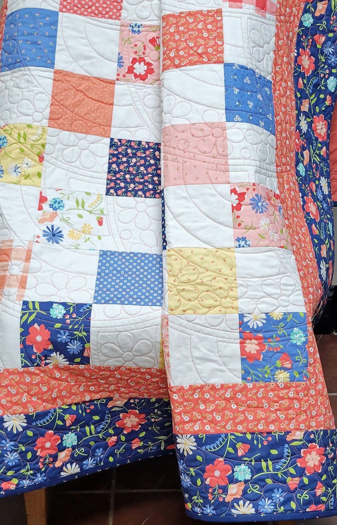 Summer Quilt, Handmade Throw Quilt, Spring Patchwork Quilt, Quilted ...