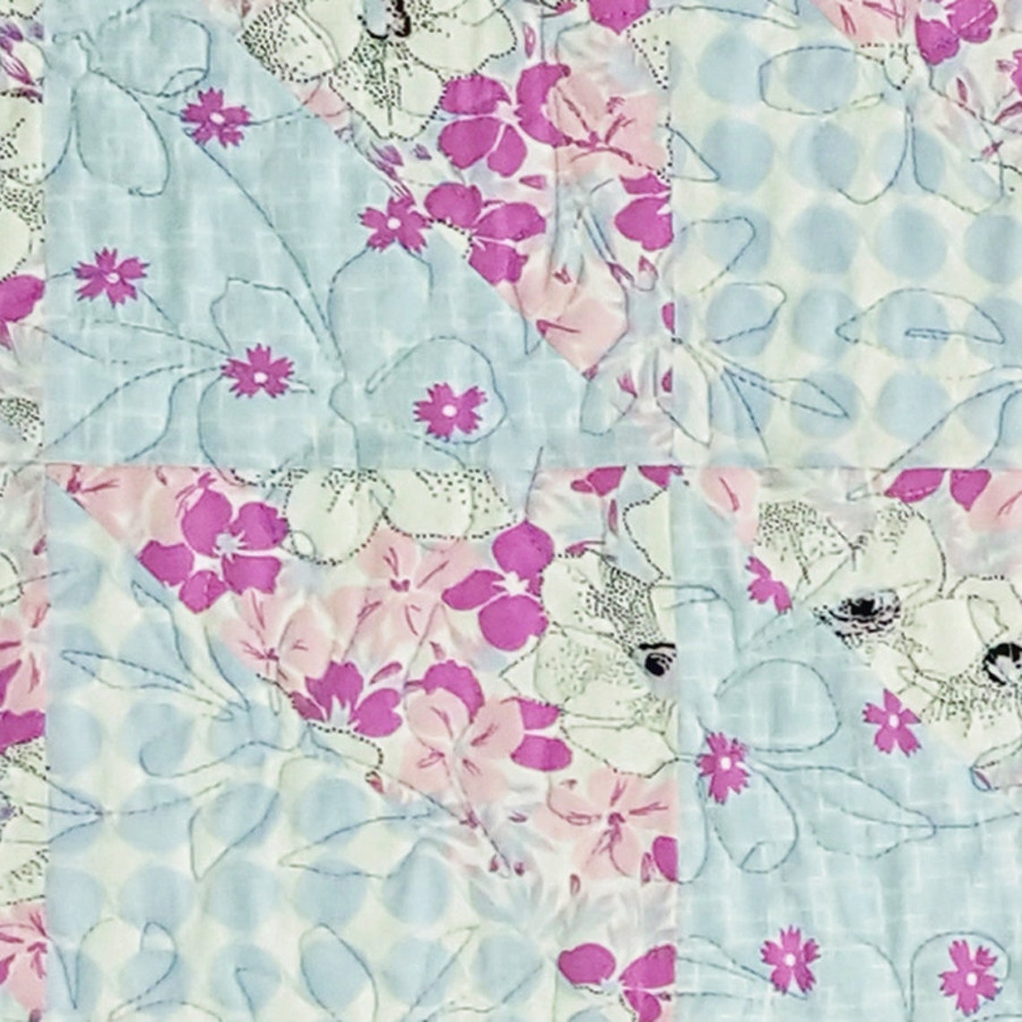 Cottagecore Decor Baby Quilt, Handmade Nursery Quilt, Floral Patchwork ...