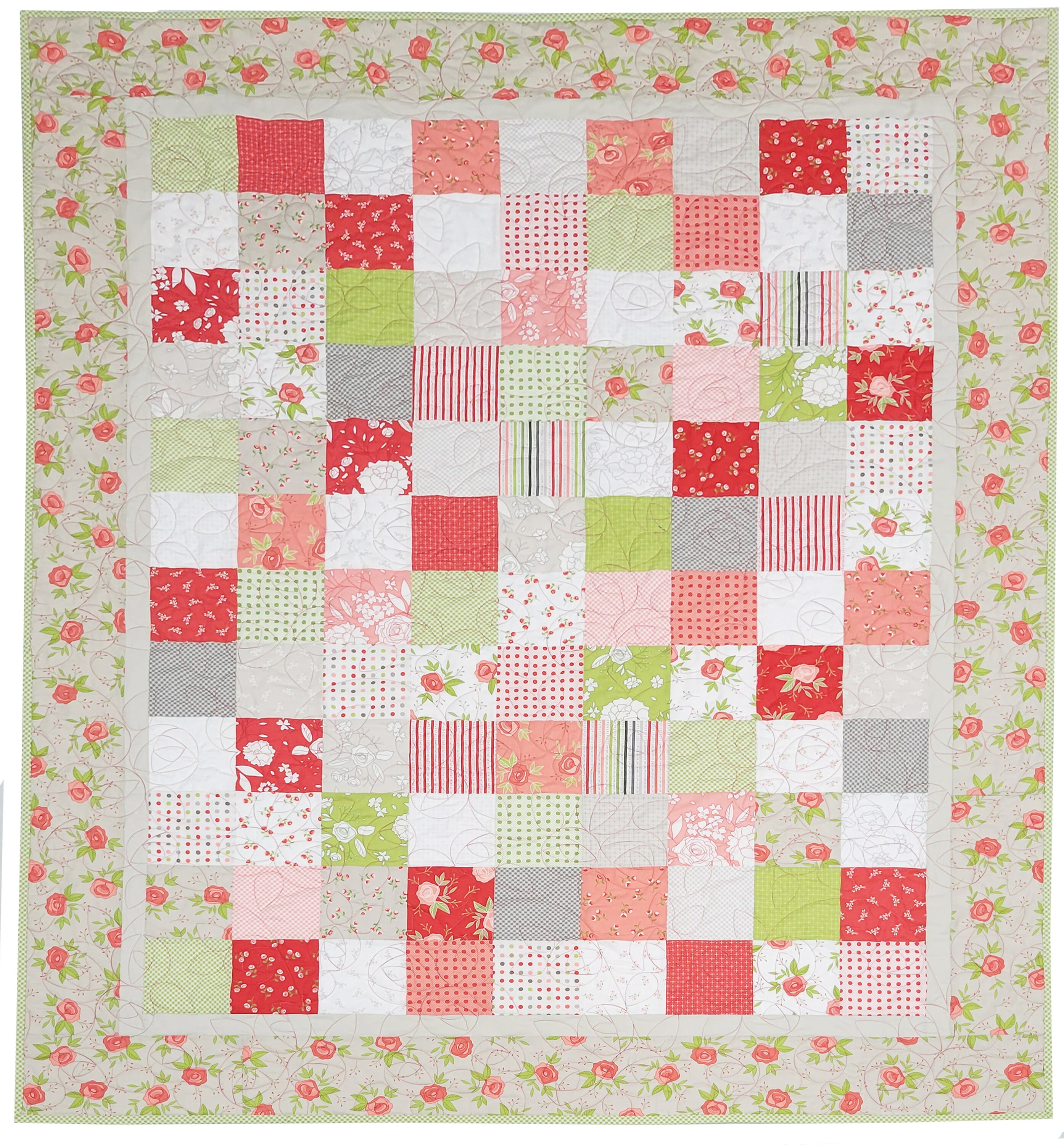 Spring Flowers Print Quilt, Summer Patchwork Quilt, Floral Quilted ...