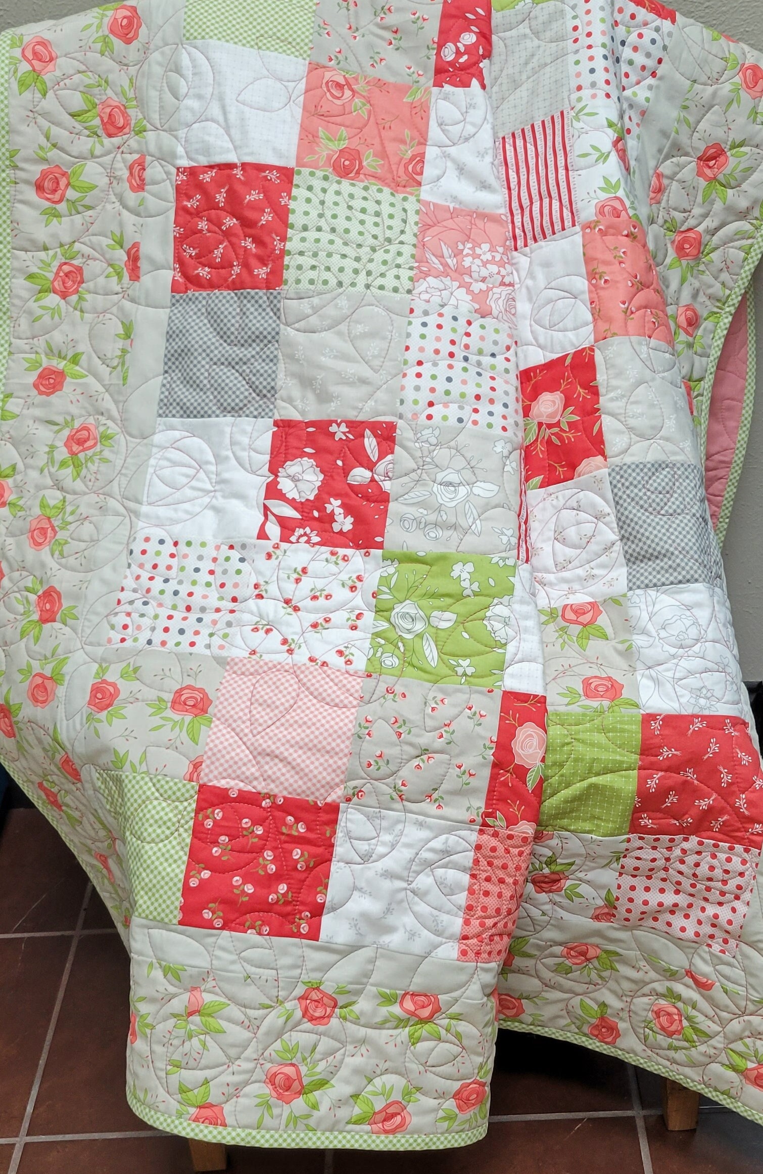 Spring Flowers Print Quilt, Summer Patchwork Quilt, Floral Quilted ...