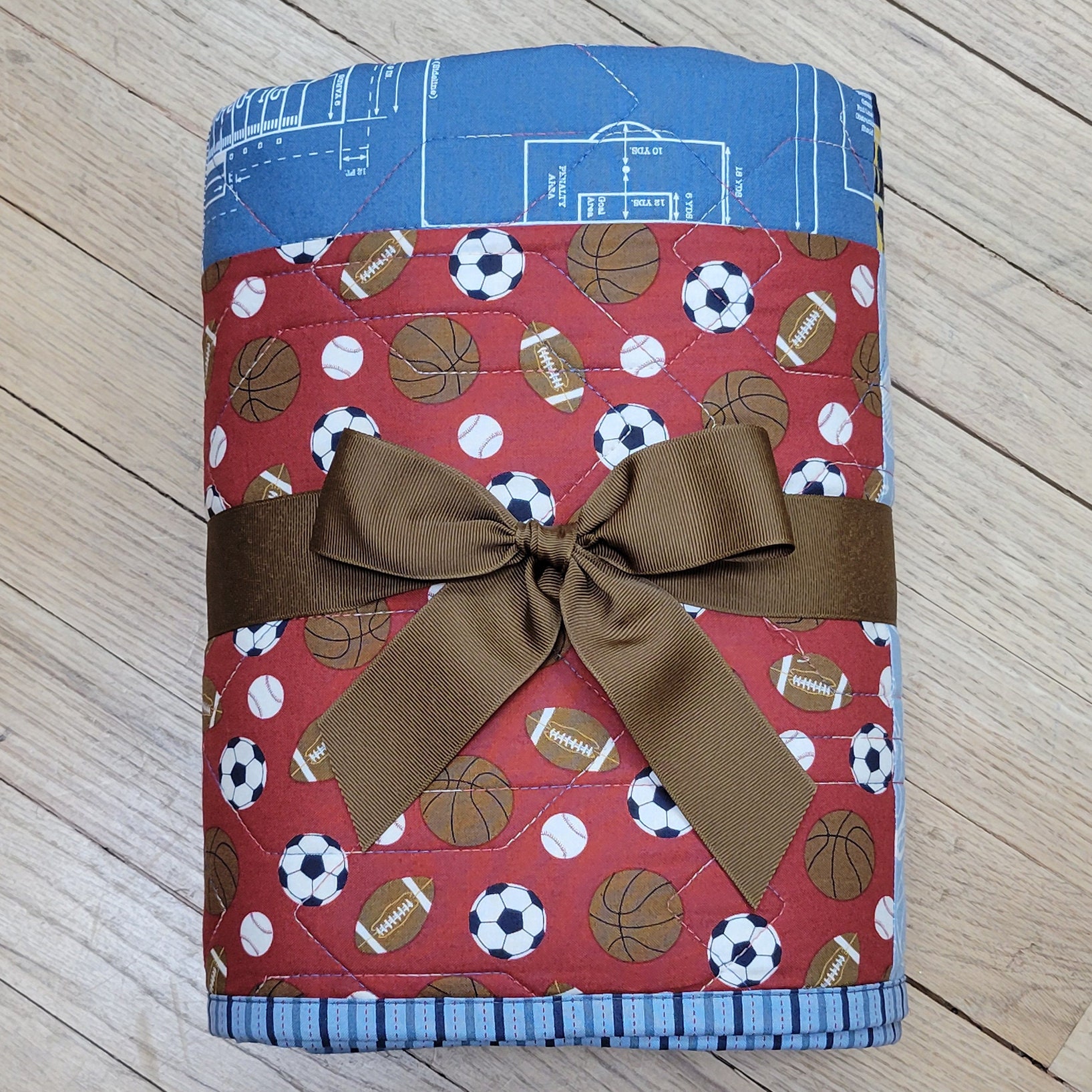 All Sports Quilt, Handmade Throw Quilt, Quilted Throw Blanket, All Star ...