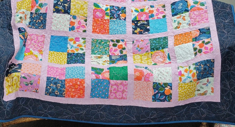 Handmade Throw Quilt, Patchwork Quilt, Quilted Throw Blanket, Modern ...