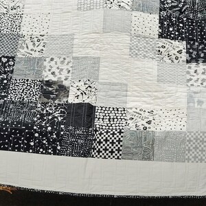 Handmade Black and White Patchwork Quilt, Modern Throw Blanket (48x56 ...
