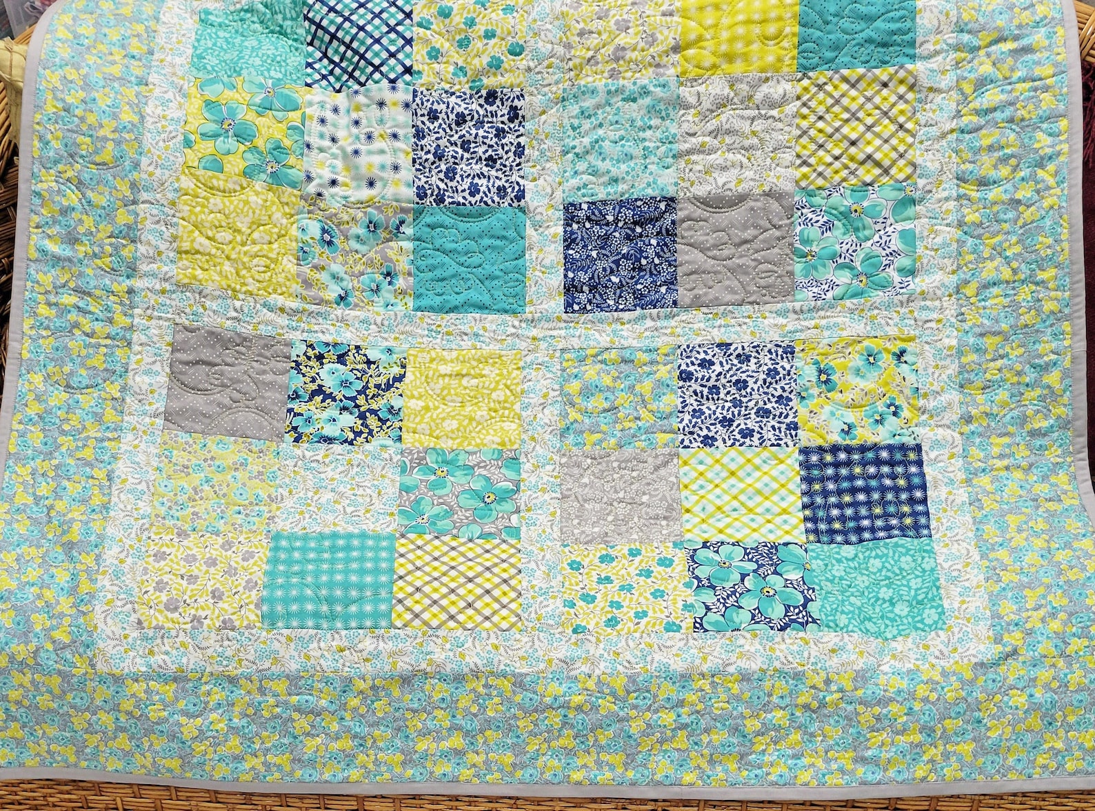 Floral Print Baby Blanket, Baby Girl Quilt, Flowers for Freya Fabrics ...