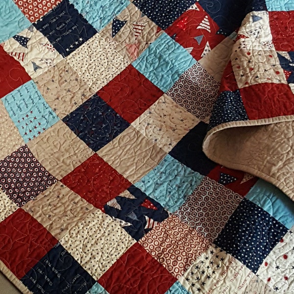 Patchwork Americana Fabric - Etsy