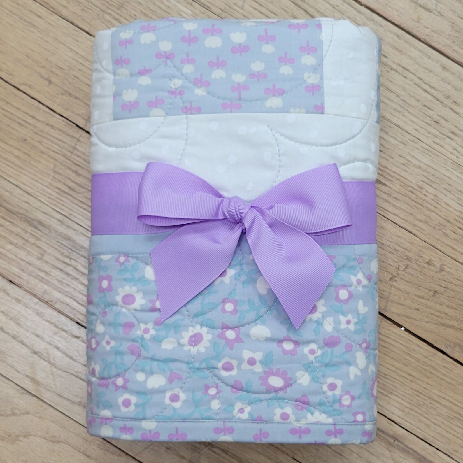 Handmade Nursery Quilt, Patchwork Quilt, Modern Floral Print Baby ...