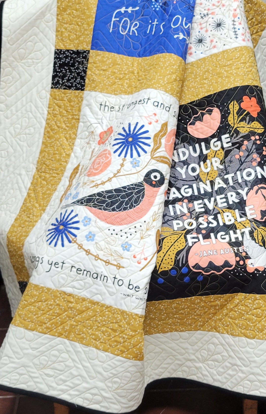 Gingiber Birdsong Handmade Throw Quilt, Sentimental Gift - Etsy