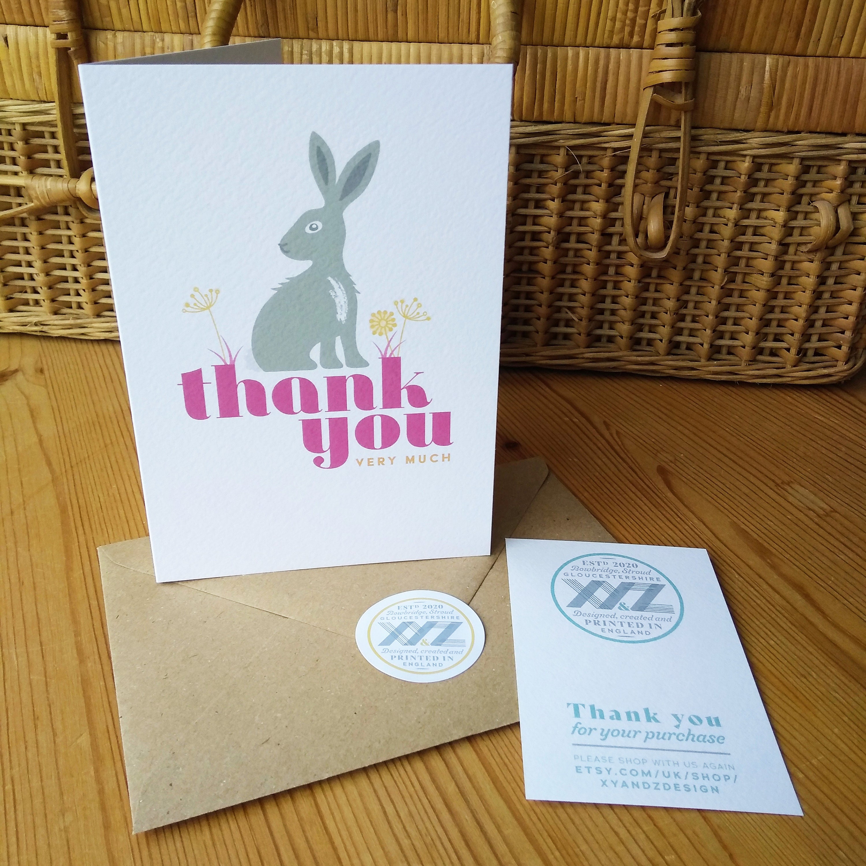 Thank You Card / Illustrated Rabbit Greetings Card / Thank You Very ...