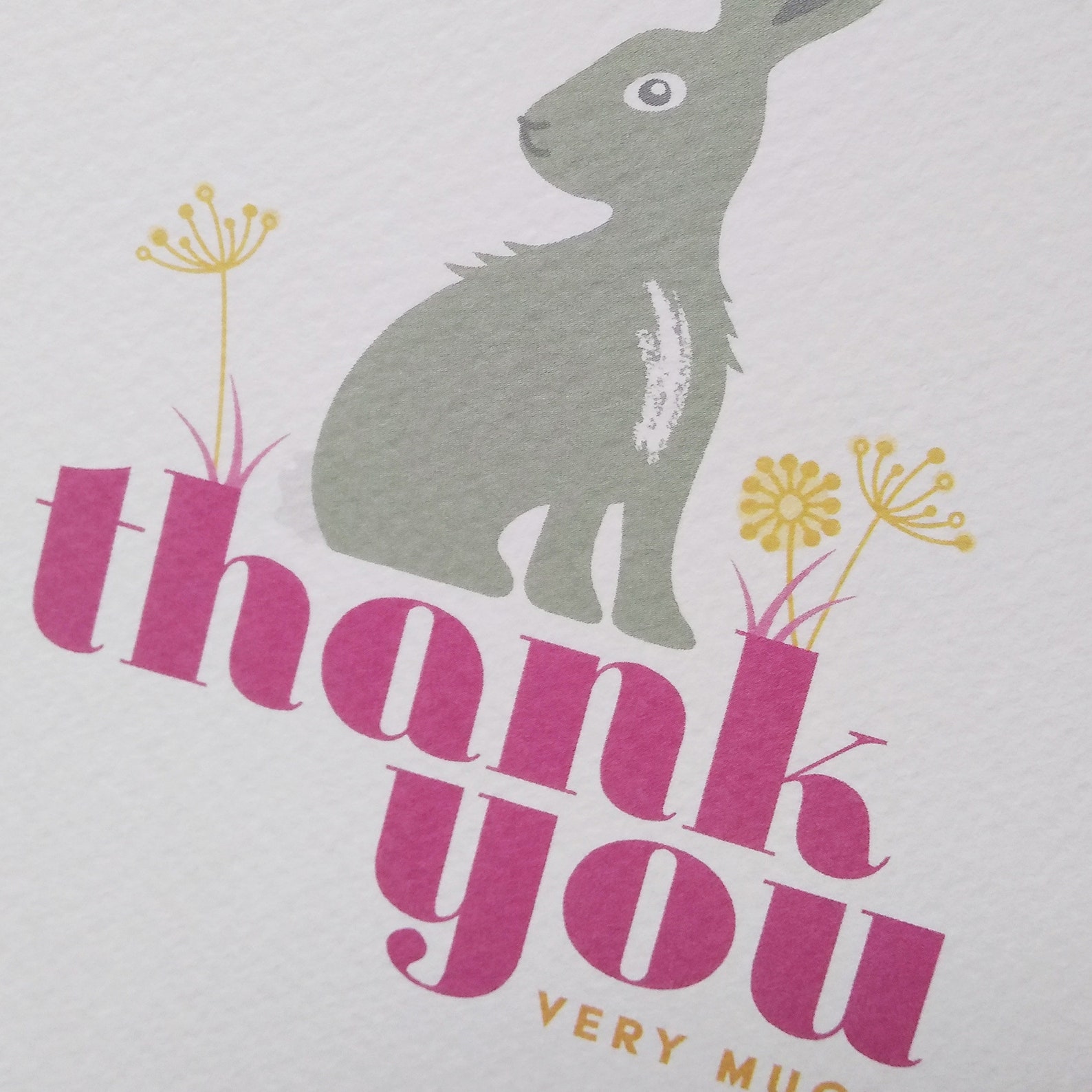 Thank You Card / Illustrated Rabbit Greetings Card / Thank You Very ...